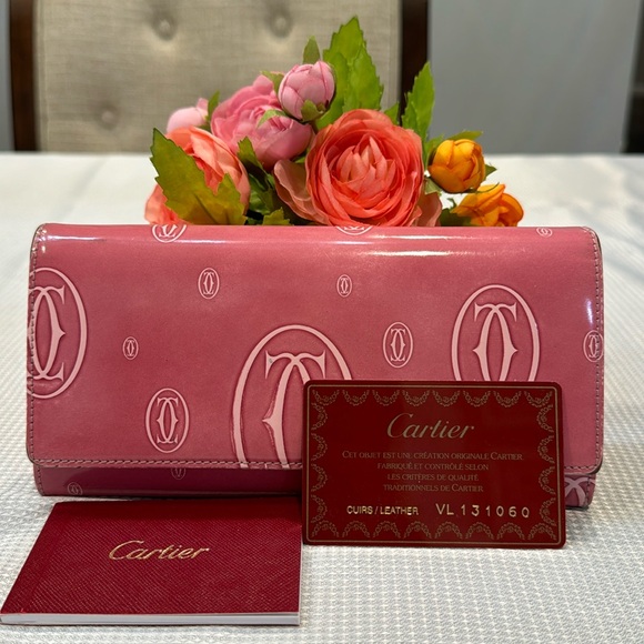 Cartier | Bags | Authentic Cartier Happy Birthday Patent Wallet With ...